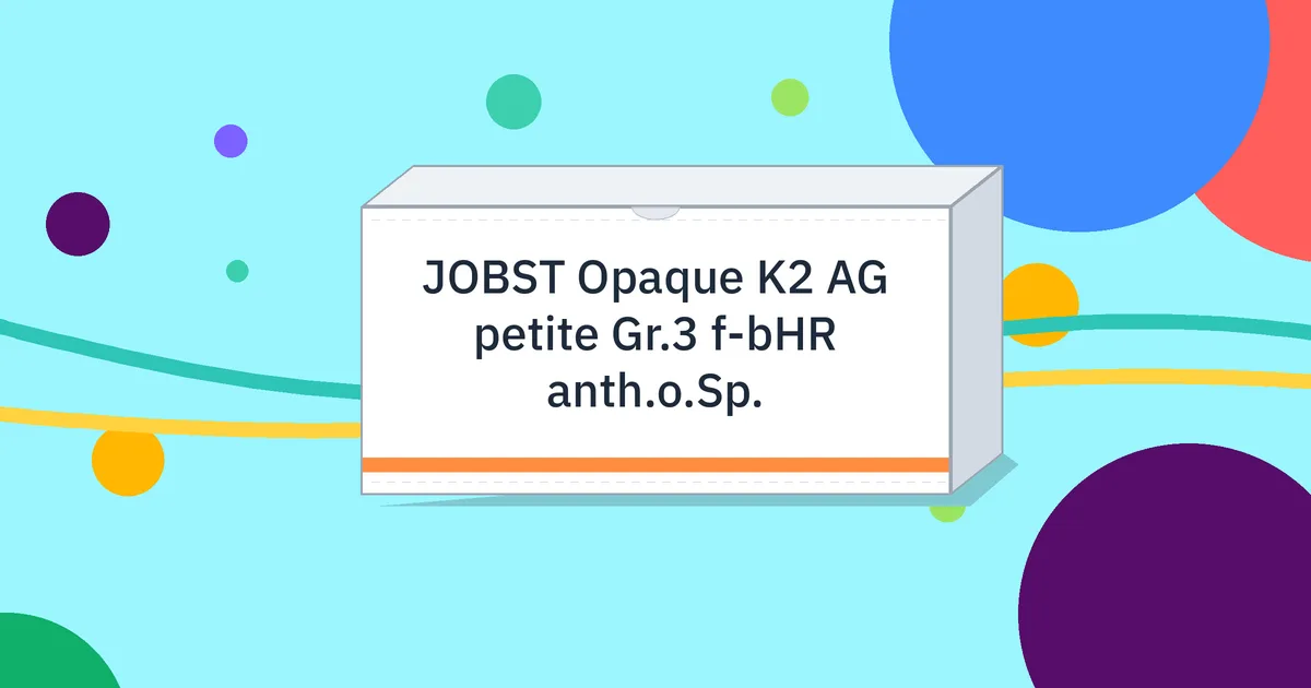 Symbolbild: Packung mit der Aufschrift JOBST Opaque K2 AG petite Gr.3 f-bHR anth.o.Sp. (PZN 16286197) – Verfügbarkeit und Bezug in Apotheken in Frankfurt am Main