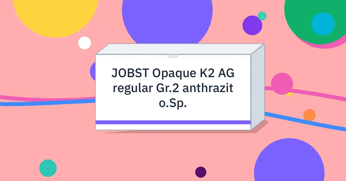 Symbolbild: Packung mit der Aufschrift JOBST Opaque K2 AG regular Gr.2 anthrazit o.Sp. (PZN 16282816) – Verfügbarkeit und Bezug in Apotheken in Frankfurt am Main