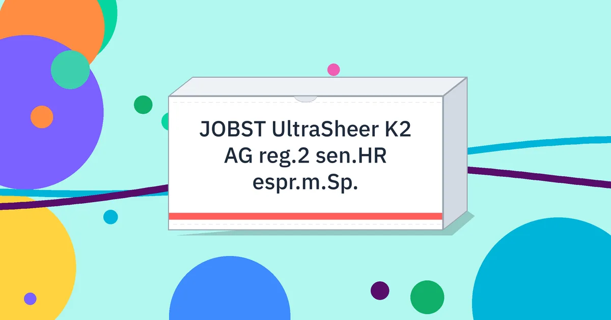 Symbolbild: Packung mit der Aufschrift JOBST UltraSheer K2 AG reg.2 sen.HR espr.m.Sp. (PZN 16311498) – Verfügbarkeit und Bezug in Apotheken in Frankfurt am Main