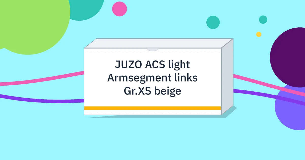 Symbolbild: Packung mit der Aufschrift JUZO ACS light Armsegment links Gr.XS beige (PZN 13885282) – Verfügbarkeit und Bezug in Apotheken in Frankfurt am Main