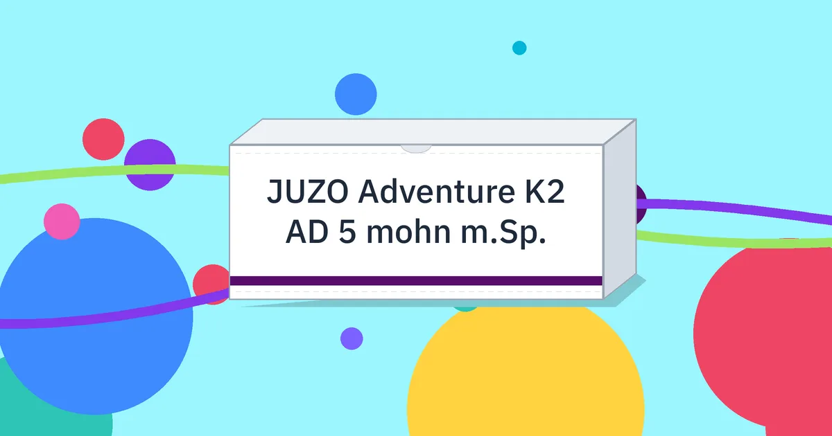 Symbolbild: Packung mit der Aufschrift JUZO Adventure K2 AD 5 mohn m.Sp. (PZN 14973108) – Verfügbarkeit und Bezug in Apotheken in Frankfurt am Main