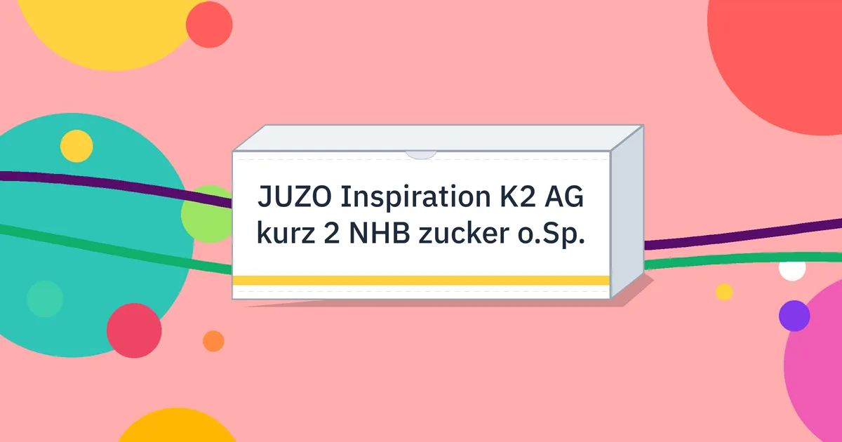 Symbolbild: Packung mit der Aufschrift JUZO Inspiration K2 AG kurz 2 NHB zucker o.Sp. (PZN 14921413) – Verfügbarkeit und Bezug in Apotheken in Frankfurt am Main