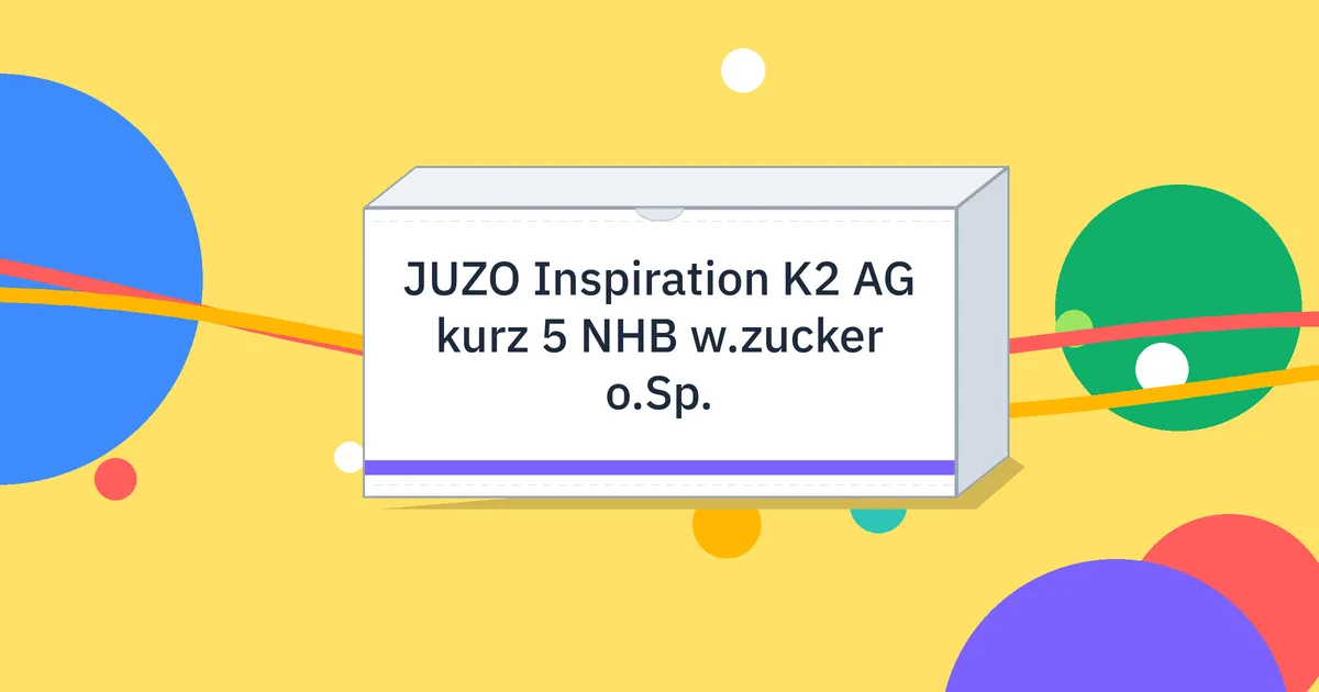 Symbolbild: Packung mit der Aufschrift JUZO Inspiration K2 AG kurz 5 NHB w.zucker o.Sp. (PZN 14950159) – Verfügbarkeit und Bezug in Apotheken in Frankfurt am Main