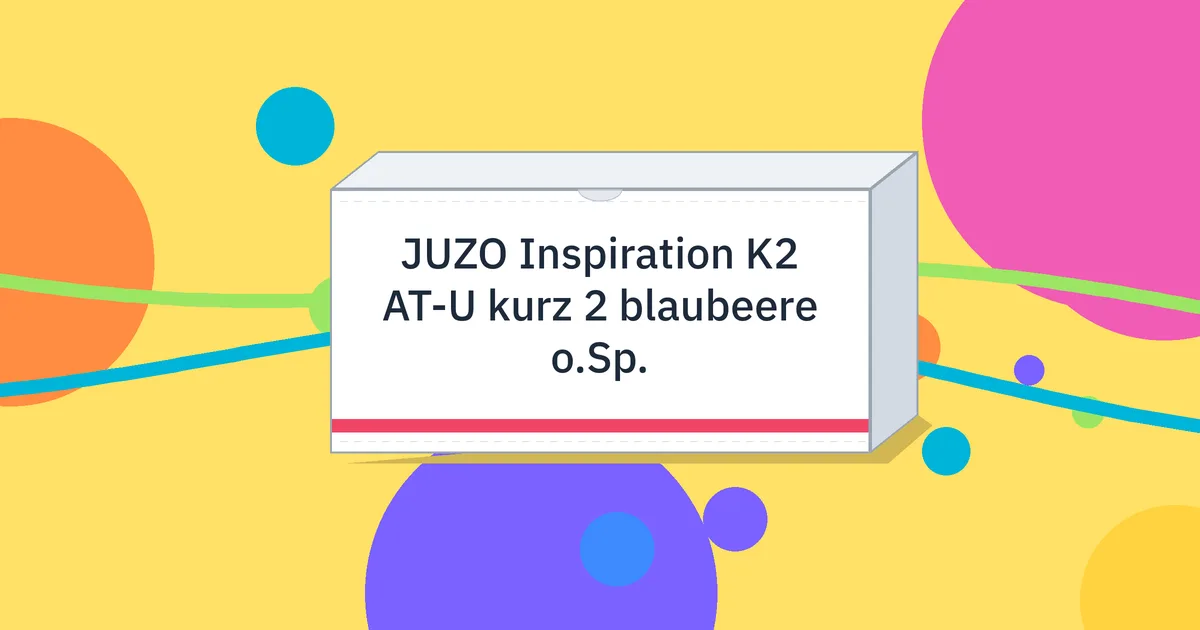 Symbolbild: Packung mit der Aufschrift JUZO Inspiration K2 AT-U kurz 2 blaubeere o.Sp. (PZN 14928786) – Verfügbarkeit und Bezug in Apotheken in Frankfurt am Main