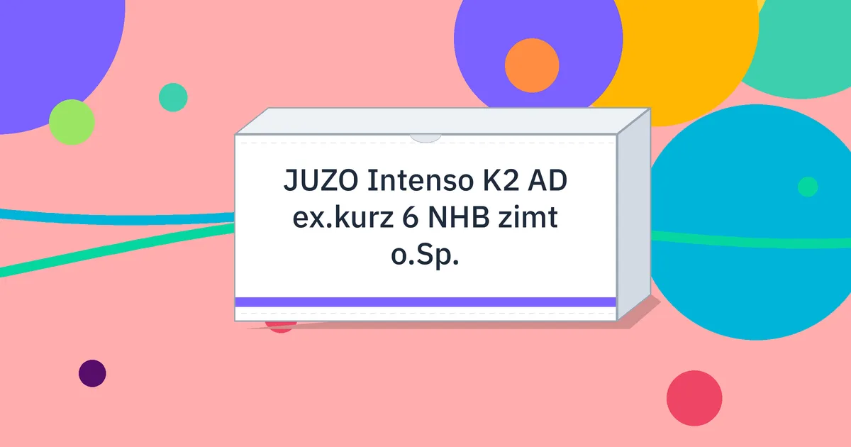 Symbolbild: Packung mit der Aufschrift JUZO Intenso K2 AD ex.kurz 6 NHB zimt o.Sp. (PZN 18622050) – Verfügbarkeit und Bezug in Apotheken in Frankfurt am Main