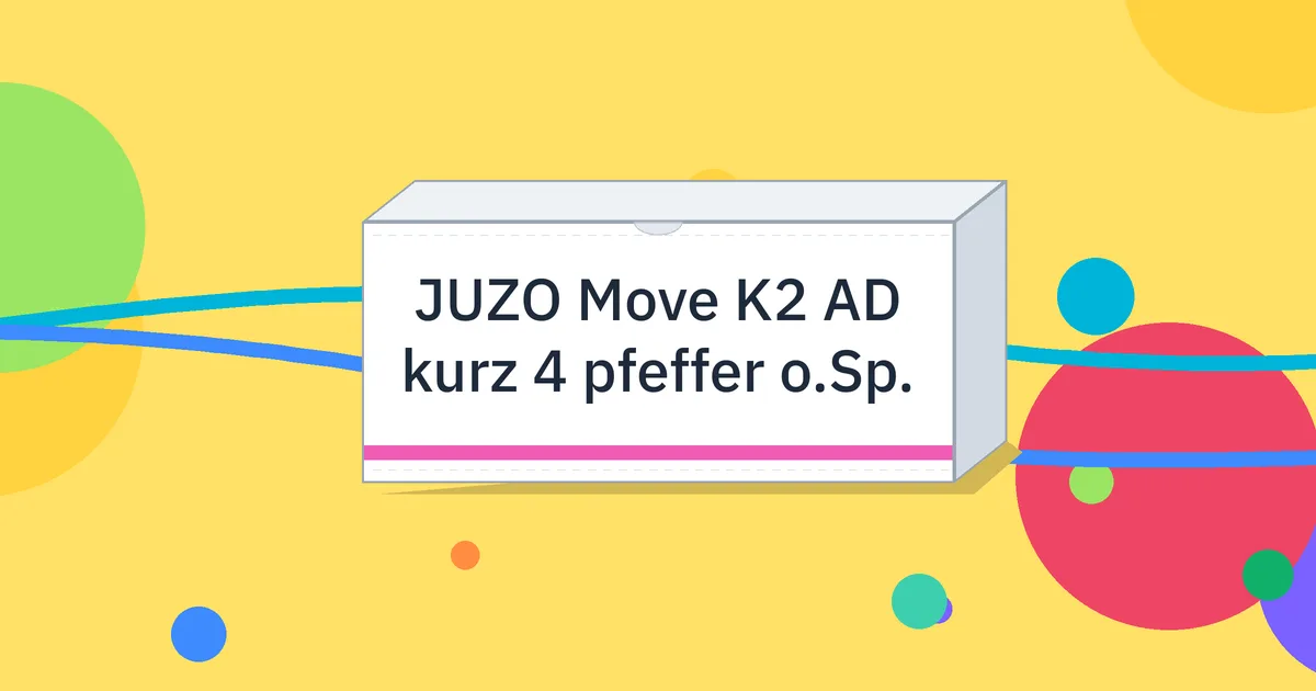 Symbolbild: Packung mit der Aufschrift JUZO Move K2 AD kurz 4 pfeffer o.Sp. (PZN 16342211) – Verfügbarkeit und Bezug in Apotheken in Frankfurt am Main