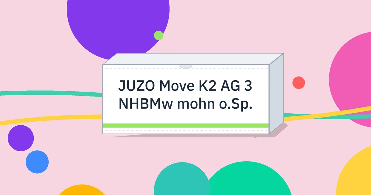 Symbolbild: Packung mit der Aufschrift JUZO Move K2 AG 3 NHBMw mohn o.Sp. (PZN 18557157) – Verfügbarkeit und Bezug in Apotheken in Frankfurt am Main