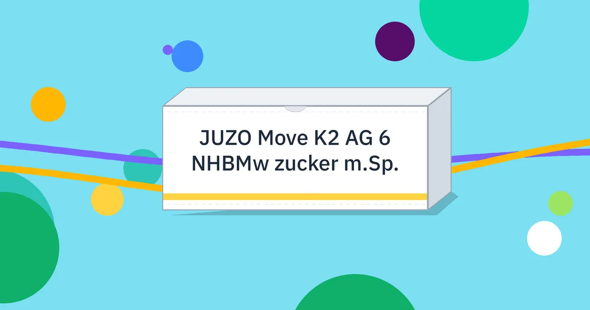 Symbolbild: Packung mit der Aufschrift JUZO Move K2 AG 6 NHBMw zucker m.Sp. (PZN 18523483) – Verfügbarkeit und Bezug in Apotheken in Frankfurt am Main