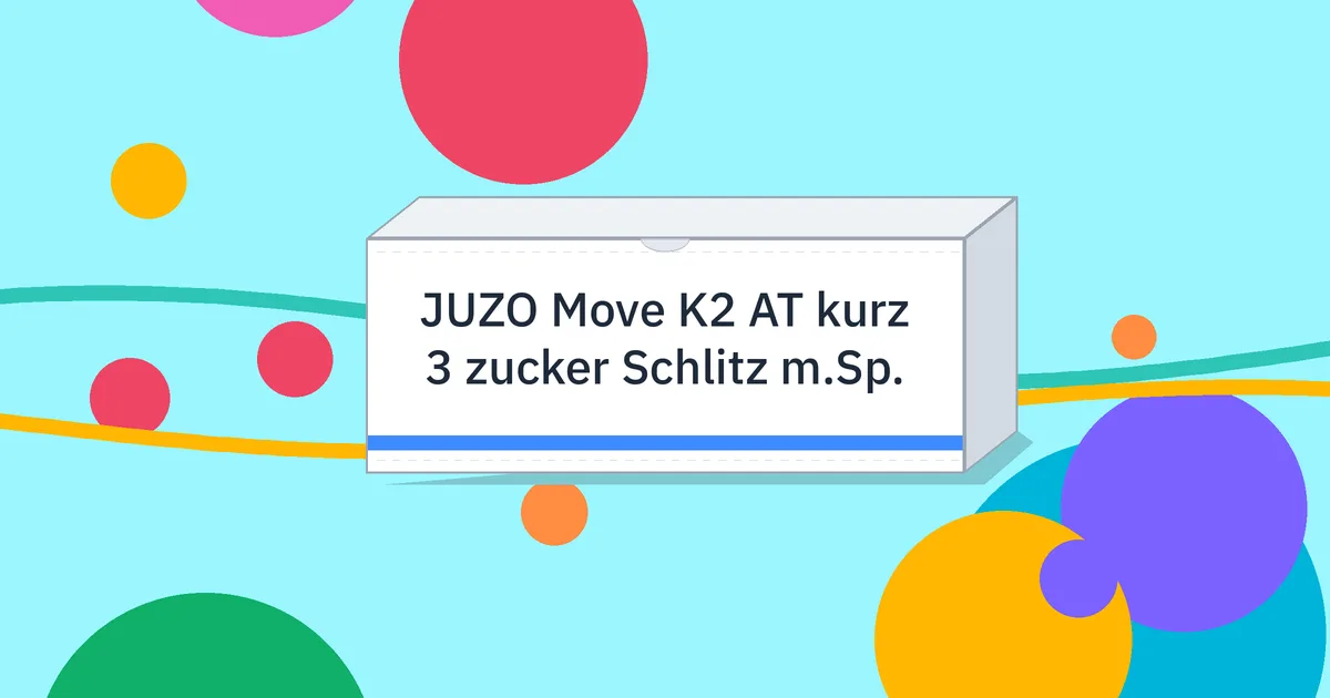 Symbolbild: Packung mit der Aufschrift JUZO Move K2 AT kurz 3 zucker Schlitz m.Sp. (PZN 20674634) – Verfügbarkeit und Bezug in Apotheken in Frankfurt am Main