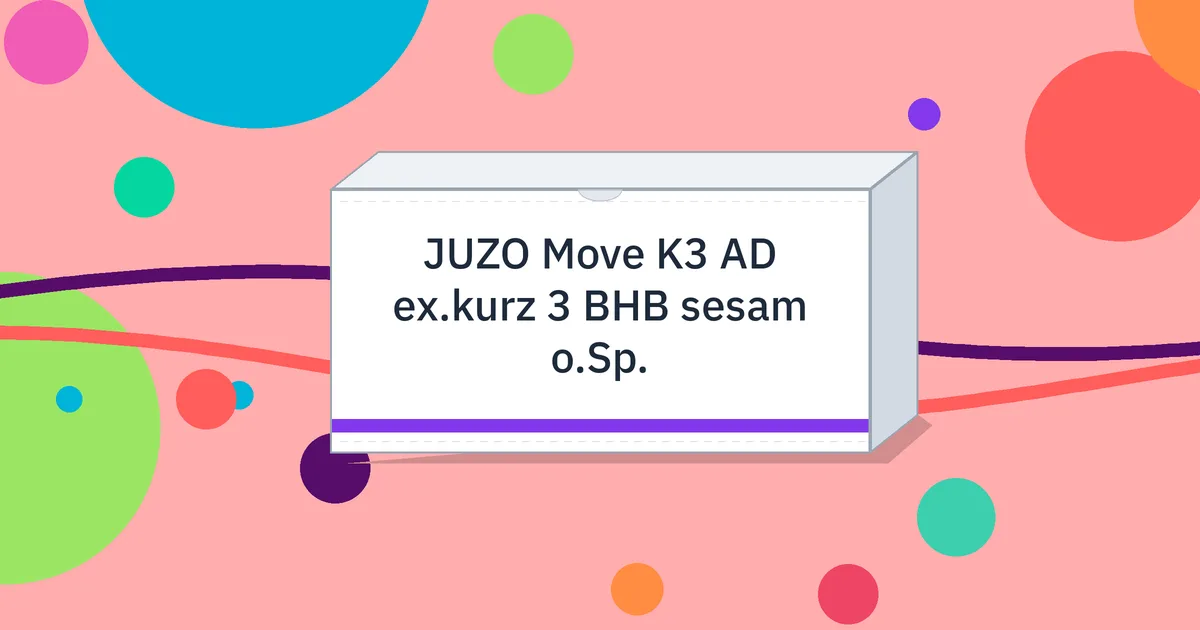 Symbolbild: Packung mit der Aufschrift JUZO Move K3 AD ex.kurz 3 BHB sesam o.Sp. (PZN 18570399) – Verfügbarkeit und Bezug in Apotheken in Frankfurt am Main