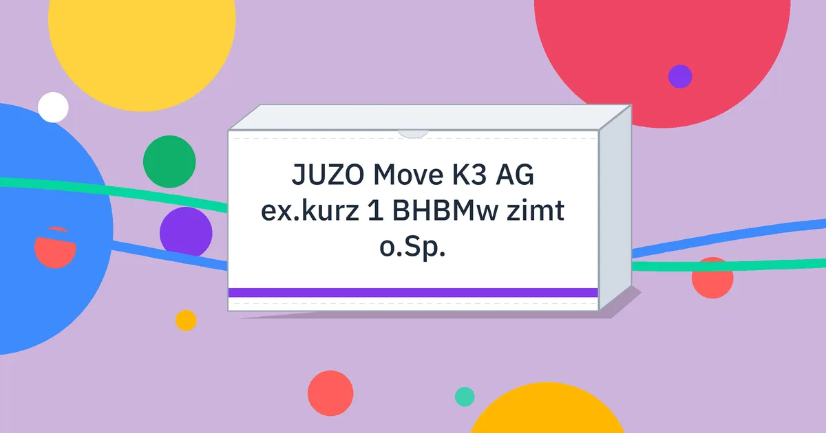 Symbolbild: Packung mit der Aufschrift JUZO Move K3 AG ex.kurz 1 BHBMw zimt o.Sp. (PZN 18586147) – Verfügbarkeit und Bezug in Apotheken in Frankfurt am Main