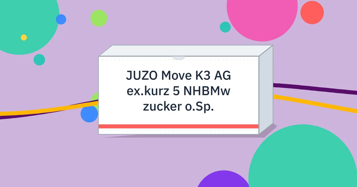 Symbolbild: Packung mit der Aufschrift JUZO Move K3 AG ex.kurz 5 NHBMw zucker o.Sp. (PZN 18584817) – Verfügbarkeit und Bezug in Apotheken in Frankfurt am Main