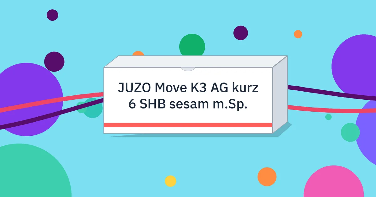 Symbolbild: Packung mit der Aufschrift JUZO Move K3 AG kurz 6 SHB sesam m.Sp. (PZN 18579472) – Verfügbarkeit und Bezug in Apotheken in Frankfurt am Main