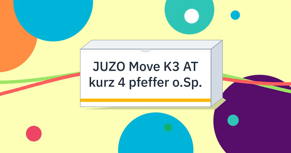 Symbolbild: Packung mit der Aufschrift JUZO Move K3 AT kurz 4 pfeffer o.Sp. (PZN 20684555) – Verfügbarkeit und Bezug in Apotheken in Frankfurt am Main
