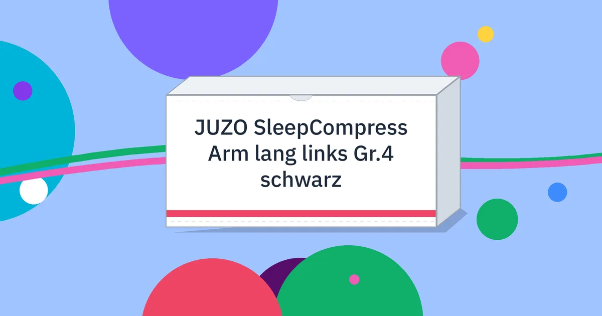 Symbolbild: Packung mit der Aufschrift JUZO SleepCompress Arm lang links Gr.4 schwarz (PZN 18298810) – Verfügbarkeit und Bezug in Apotheken in Frankfurt am Main
