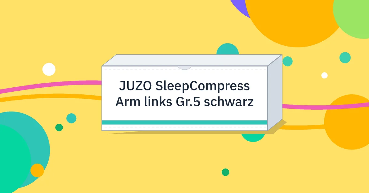Symbolbild: Packung mit der Aufschrift JUZO SleepCompress Arm links Gr.5 schwarz (PZN 18778036) – Verfügbarkeit und Bezug in Apotheken in Frankfurt am Main