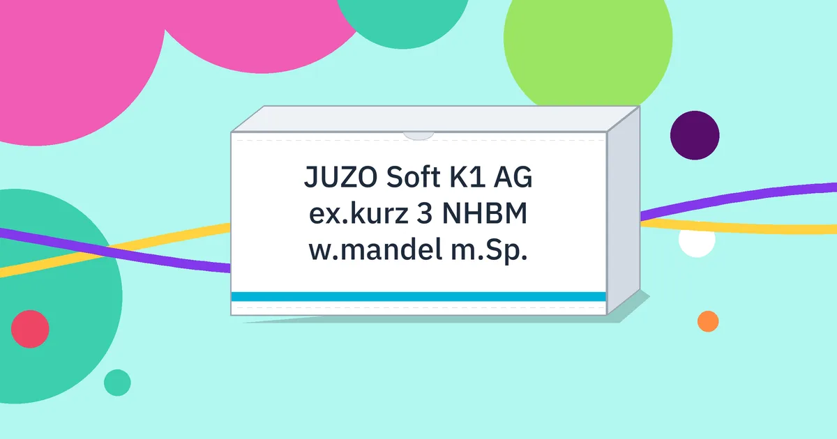 Symbolbild: Packung mit der Aufschrift JUZO Soft K1 AG ex.kurz 3 NHBM w.mandel m.Sp. (PZN 15017331) – Verfügbarkeit und Bezug in Apotheken in Frankfurt am Main