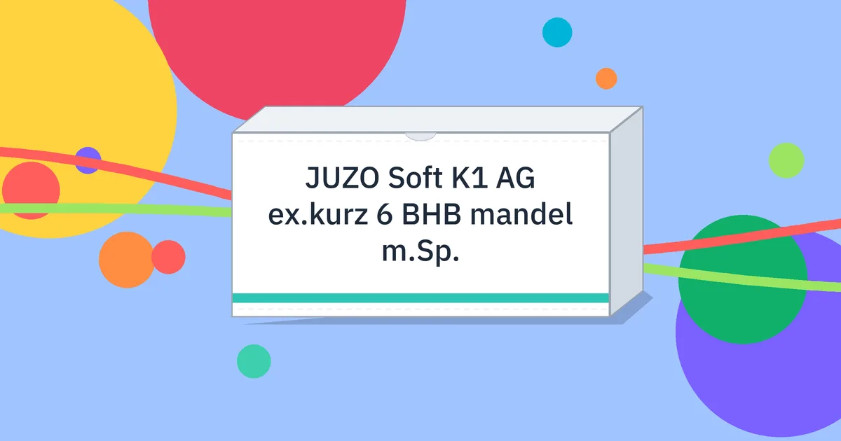 Symbolbild: Packung mit der Aufschrift JUZO Soft K1 AG ex.kurz 6 BHB mandel m.Sp. (PZN 14823739) – Verfügbarkeit und Bezug in Apotheken in Frankfurt am Main