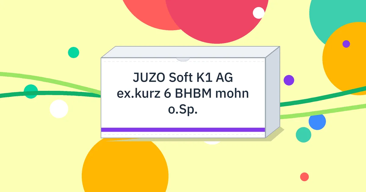 Symbolbild: Packung mit der Aufschrift JUZO Soft K1 AG ex.kurz 6 BHBM mohn o.Sp. (PZN 14858560) – Verfügbarkeit und Bezug in Apotheken in Frankfurt am Main