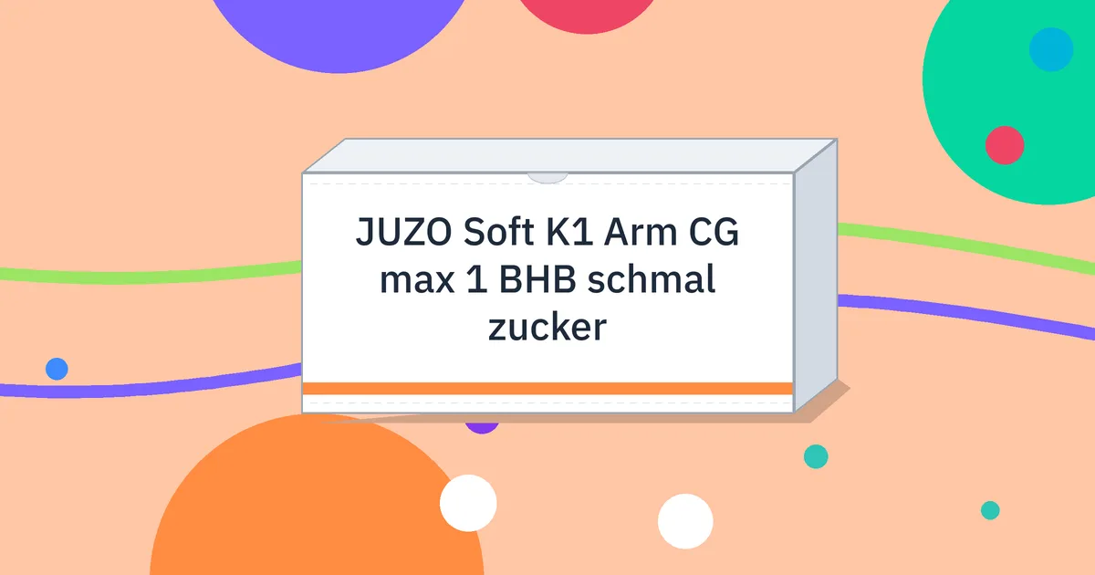 Symbolbild: Packung mit der Aufschrift JUZO Soft K1 Arm CG max 1 BHB schmal zucker (PZN 15509258) – Verfügbarkeit und Bezug in Apotheken in Frankfurt am Main