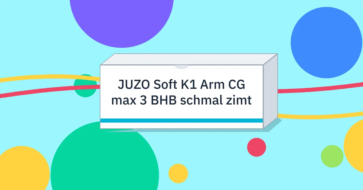Symbolbild: Packung mit der Aufschrift JUZO Soft K1 Arm CG max 3 BHB schmal zimt (PZN 15509494) – Verfügbarkeit und Bezug in Apotheken in Frankfurt am Main