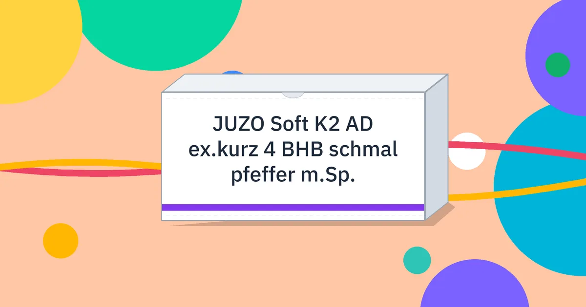 Symbolbild: Packung mit der Aufschrift JUZO Soft K2 AD ex.kurz 4 BHB schmal pfeffer m.Sp. (PZN 15466218) – Verfügbarkeit und Bezug in Apotheken in Frankfurt am Main
