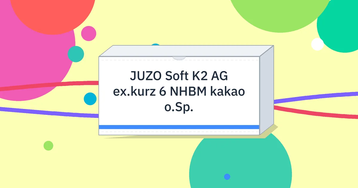 Symbolbild: Packung mit der Aufschrift JUZO Soft K2 AG ex.kurz 6 NHBM kakao o.Sp. (PZN 15002364) – Verfügbarkeit und Bezug in Apotheken in Frankfurt am Main