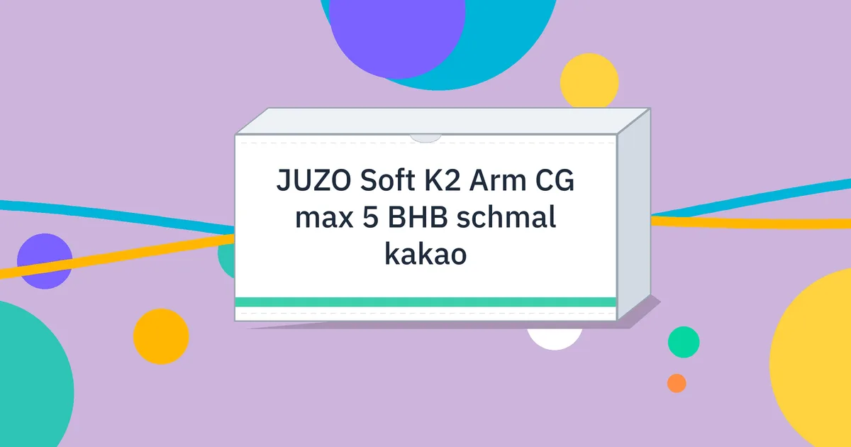 Symbolbild: Packung mit der Aufschrift JUZO Soft K2 Arm CG max 5 BHB schmal kakao (PZN 15513610) – Verfügbarkeit und Bezug in Apotheken in Frankfurt am Main