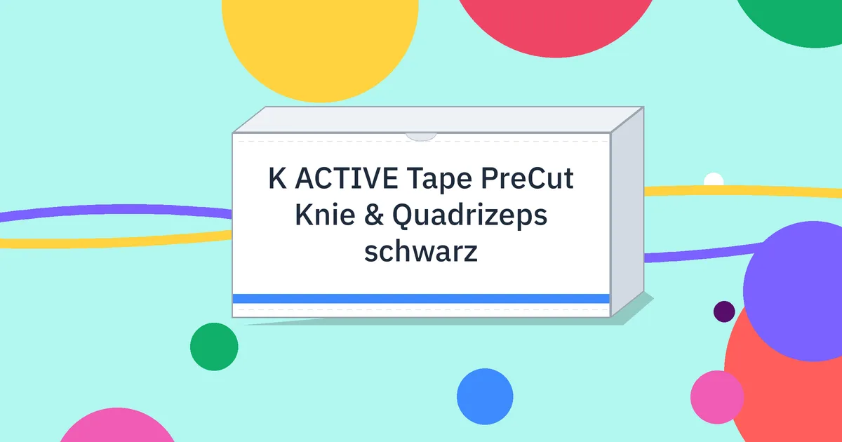 Symbolbild: Packung mit der Aufschrift K ACTIVE Tape PreCut Knie & Quadrizeps schwarz (PZN 06936636) – Verfügbarkeit und Bezug in Apotheken in Frankfurt am Main