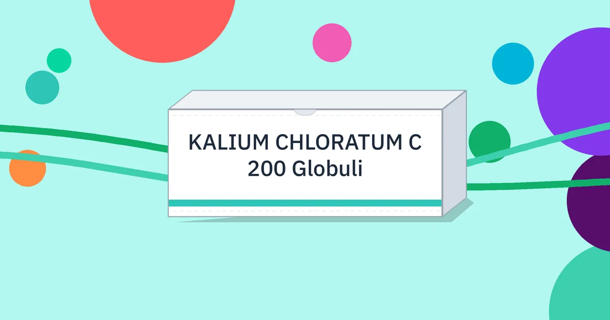 Symbolbild: Packung mit der Aufschrift KALIUM CHLORATUM C 200 Globuli (PZN 15304912) – Verfügbarkeit und Bezug in Apotheken in Frankfurt am Main