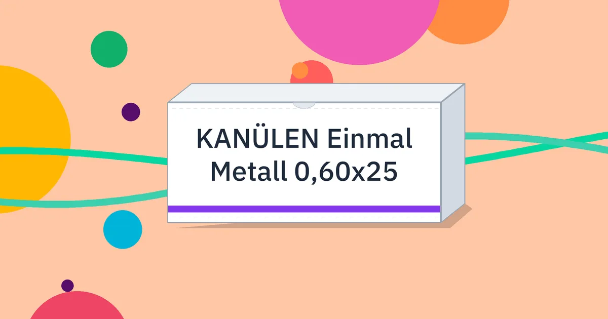 Symbolbild: Packung mit der Aufschrift KANÜLEN Einmal Metall 0,60x25 (PZN 01965188) – Verfügbarkeit und Bezug in Apotheken in Frankfurt am Main