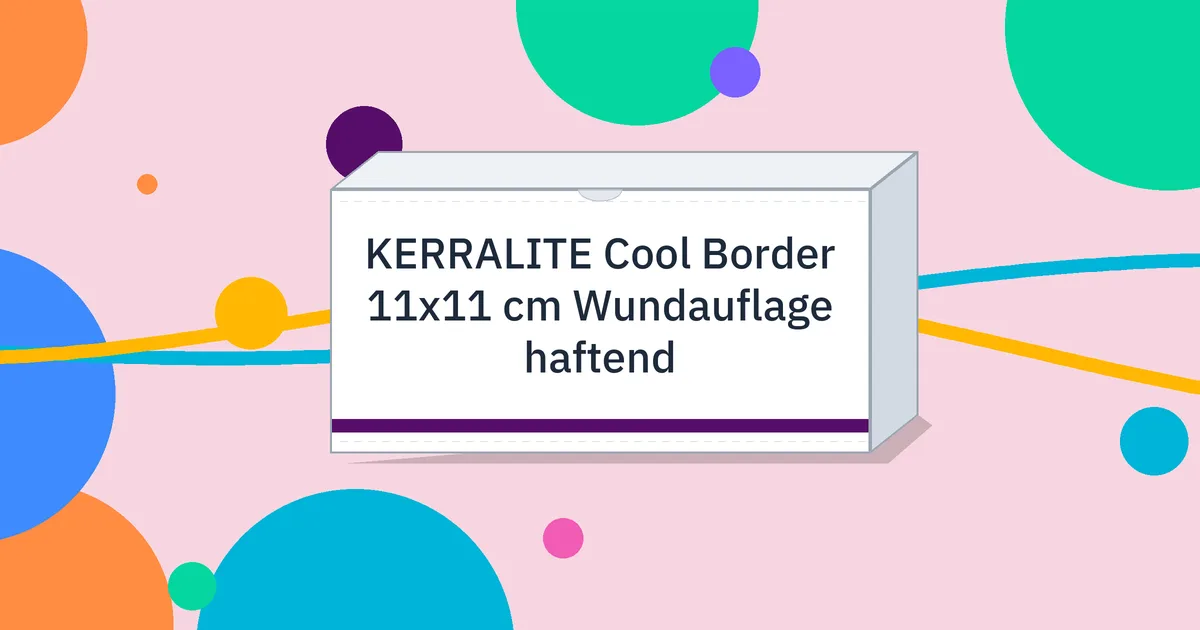 Symbolbild: Packung mit der Aufschrift KERRALITE Cool Border 11x11 cm Wundauflage haftend (PZN 18055355) – Verfügbarkeit und Bezug in Apotheken in Frankfurt am Main