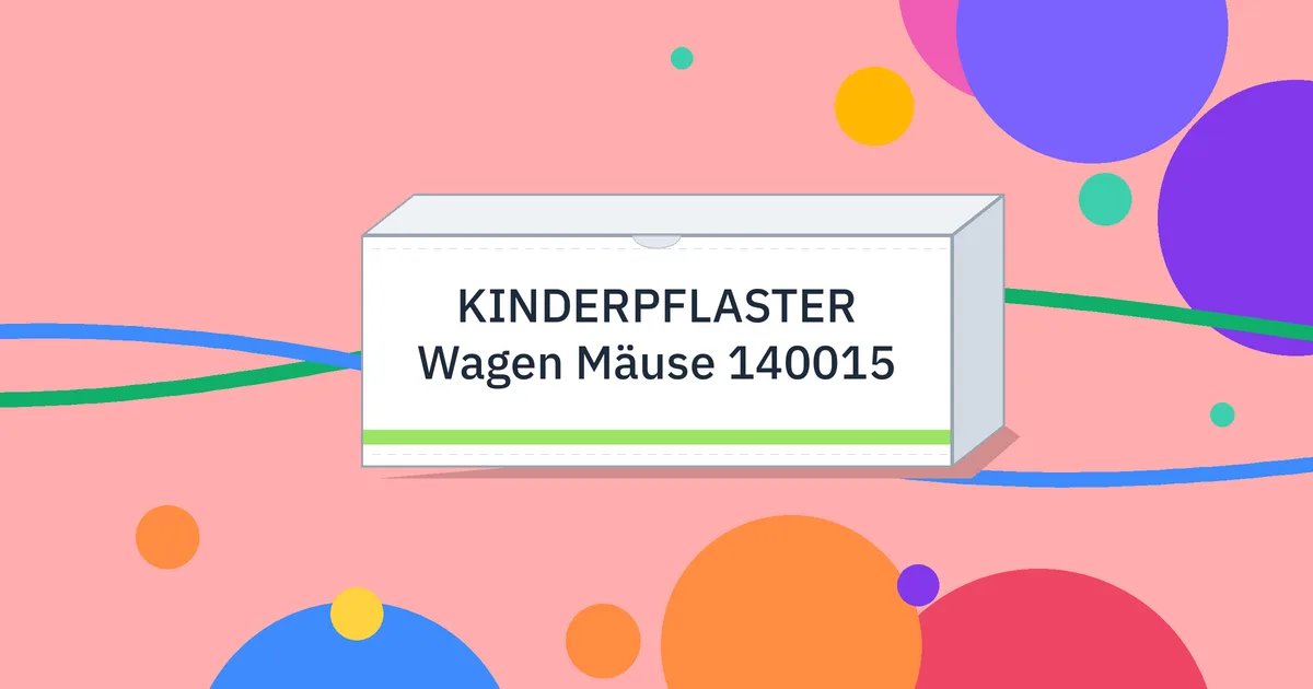 Symbolbild: Packung mit der Aufschrift KINDERPFLASTER Wagen Mäuse 140015 (PZN 06174250) – Verfügbarkeit und Bezug in Apotheken in Frankfurt am Main