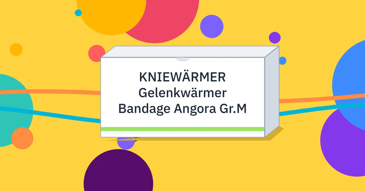 Symbolbild: Packung mit der Aufschrift KNIEWÄRMER Gelenkwärmer Bandage Angora Gr.M (PZN 19390854) – Verfügbarkeit und Bezug in Apotheken in Frankfurt am Main