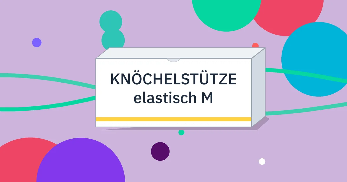 Symbolbild: Packung mit der Aufschrift KNÖCHELSTÜTZE elastisch M (PZN 19072060) – Verfügbarkeit und Bezug in Apotheken in Frankfurt am Main
