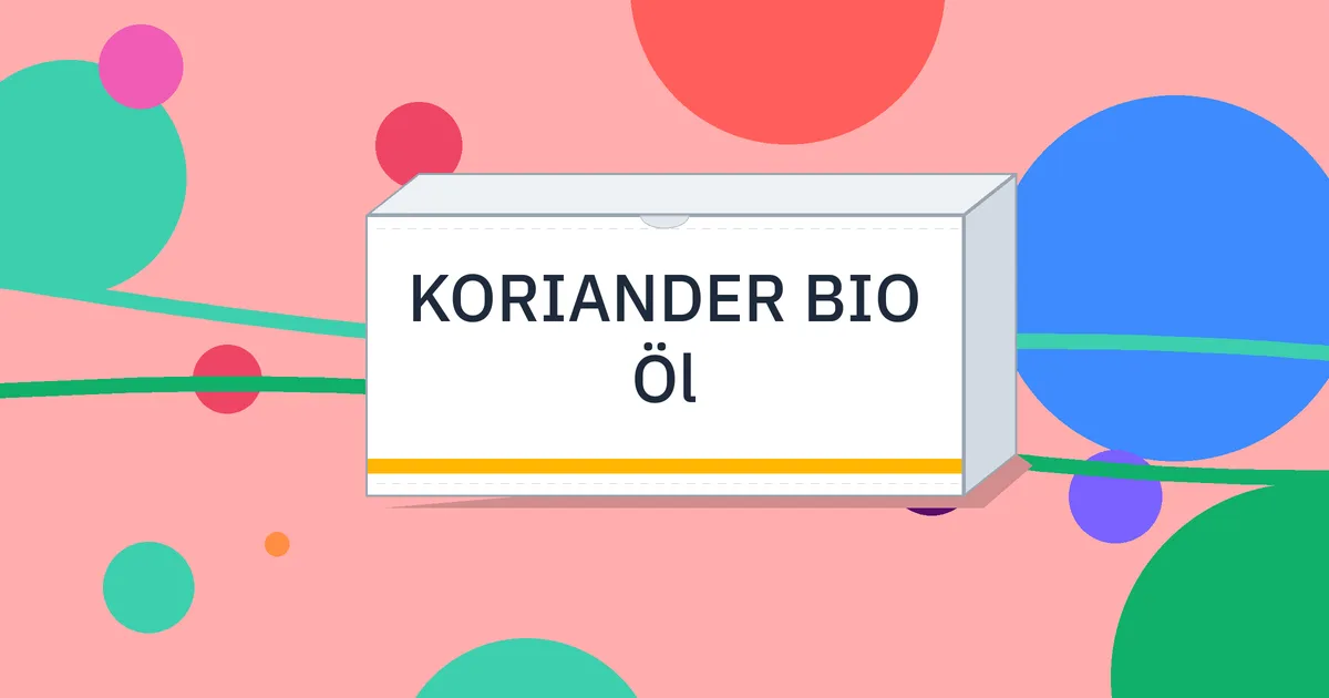 Symbolbild: Packung mit der Aufschrift KORIANDER BIO Öl (PZN 11297434) – Verfügbarkeit und Bezug in Apotheken in Frankfurt am Main