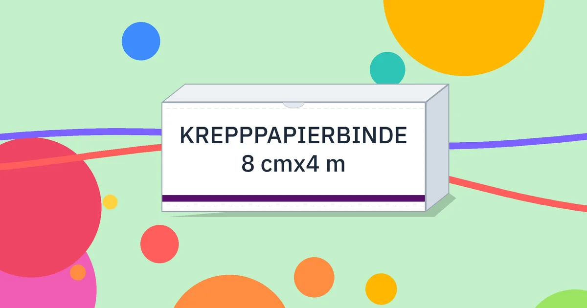 Symbolbild: Packung mit der Aufschrift KREPPPAPIERBINDE 8 cmx4 m (PZN 01225681) – Verfügbarkeit und Bezug in Apotheken in Frankfurt am Main