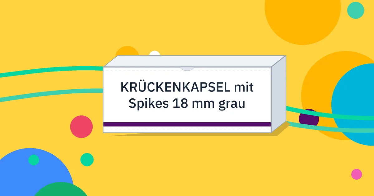 Symbolbild: Packung mit der Aufschrift KRÜCKENKAPSEL mit Spikes 18 mm grau (PZN 00914378) – Verfügbarkeit und Bezug in Apotheken in Frankfurt am Main