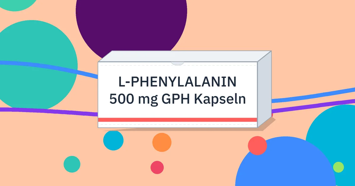 Symbolbild: Packung mit der Aufschrift L-PHENYLALANIN 500 mg GPH Kapseln (PZN 08403849) – Verfügbarkeit und Bezug in Apotheken in Frankfurt am Main