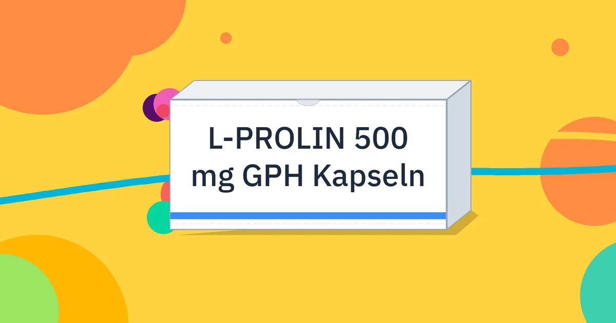 Symbolbild: Packung mit der Aufschrift L-PROLIN 500 mg GPH Kapseln (PZN 09627404) – Verfügbarkeit und Bezug in Apotheken in Frankfurt am Main