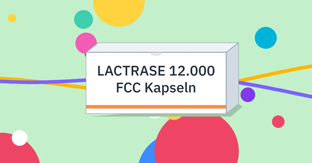 Symbolbild: Packung mit der Aufschrift LACTRASE 12.000 FCC Kapseln (PZN 10130821) – Verfügbarkeit und Bezug in Apotheken in Frankfurt am Main