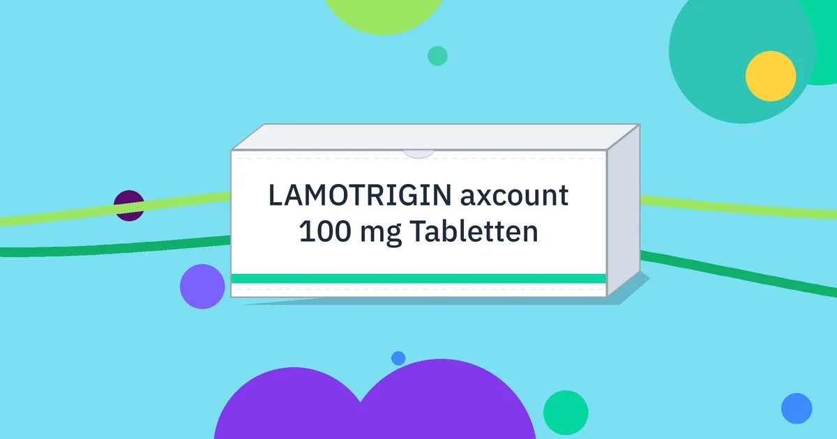 Symbolbild: Packung mit der Aufschrift LAMOTRIGIN axcount 100 mg Tabletten (PZN 04919094) – Verfügbarkeit und Bezug in Apotheken in Frankfurt am Main