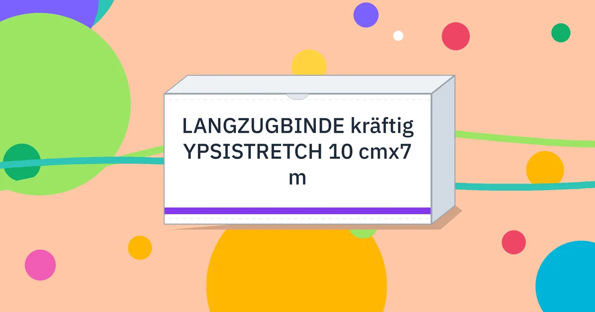 Symbolbild: Packung mit der Aufschrift LANGZUGBINDE kräftig YPSISTRETCH 10 cmx7 m (PZN 06605448) – Verfügbarkeit und Bezug in Apotheken in Frankfurt am Main