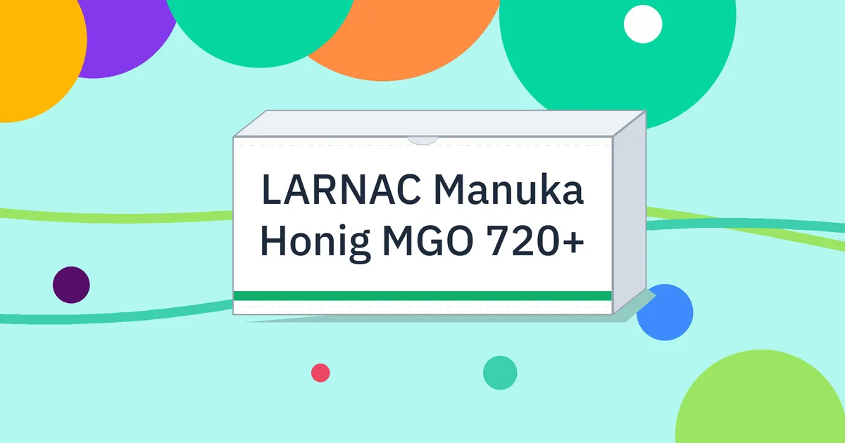 Symbolbild: Packung mit der Aufschrift LARNAC Manuka Honig MGO 720+ (PZN 20865802) – Verfügbarkeit und Bezug in Apotheken in Frankfurt am Main