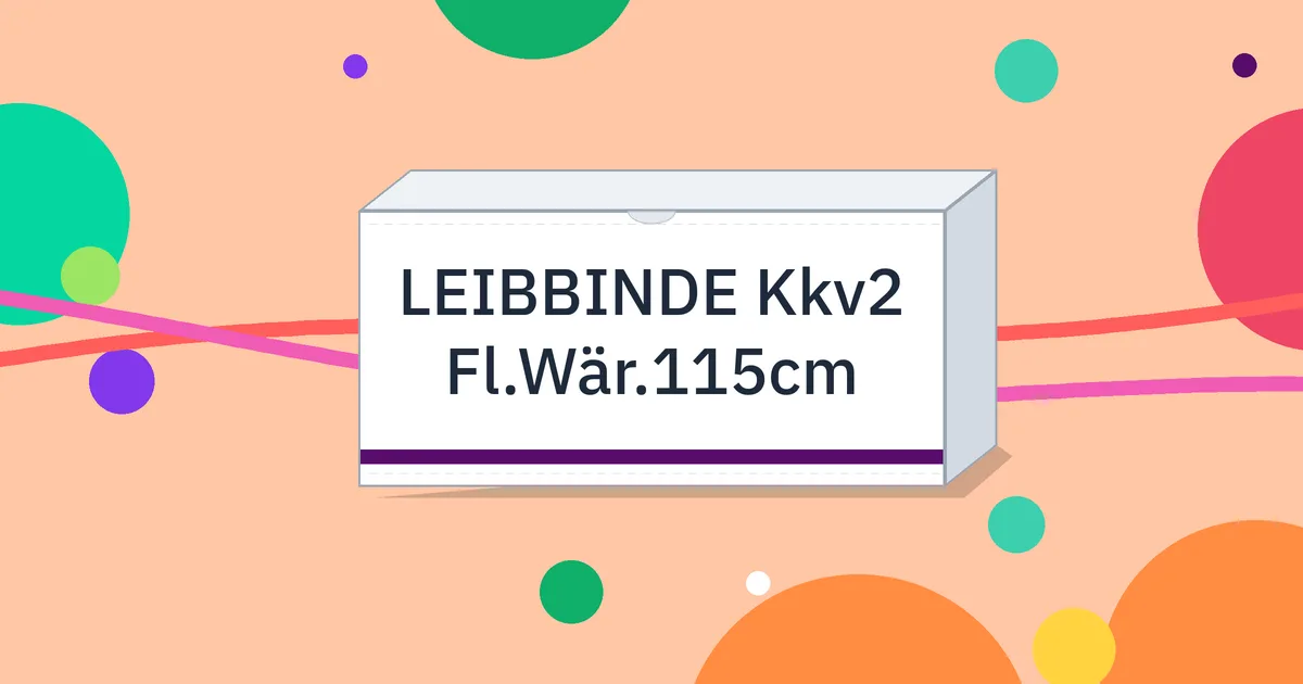 Symbolbild: Packung mit der Aufschrift LEIBBINDE Kkv2 Fl.Wär.115cm (PZN 01731817) – Verfügbarkeit und Bezug in Apotheken in Frankfurt am Main