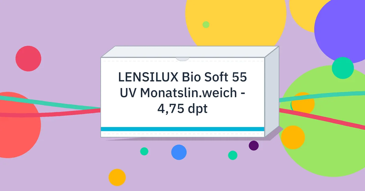 Symbolbild: Packung mit der Aufschrift LENSILUX Bio Soft 55 UV Monatslin.weich -4,75 dpt (PZN 20001800) – Verfügbarkeit und Bezug in Apotheken in Frankfurt am Main