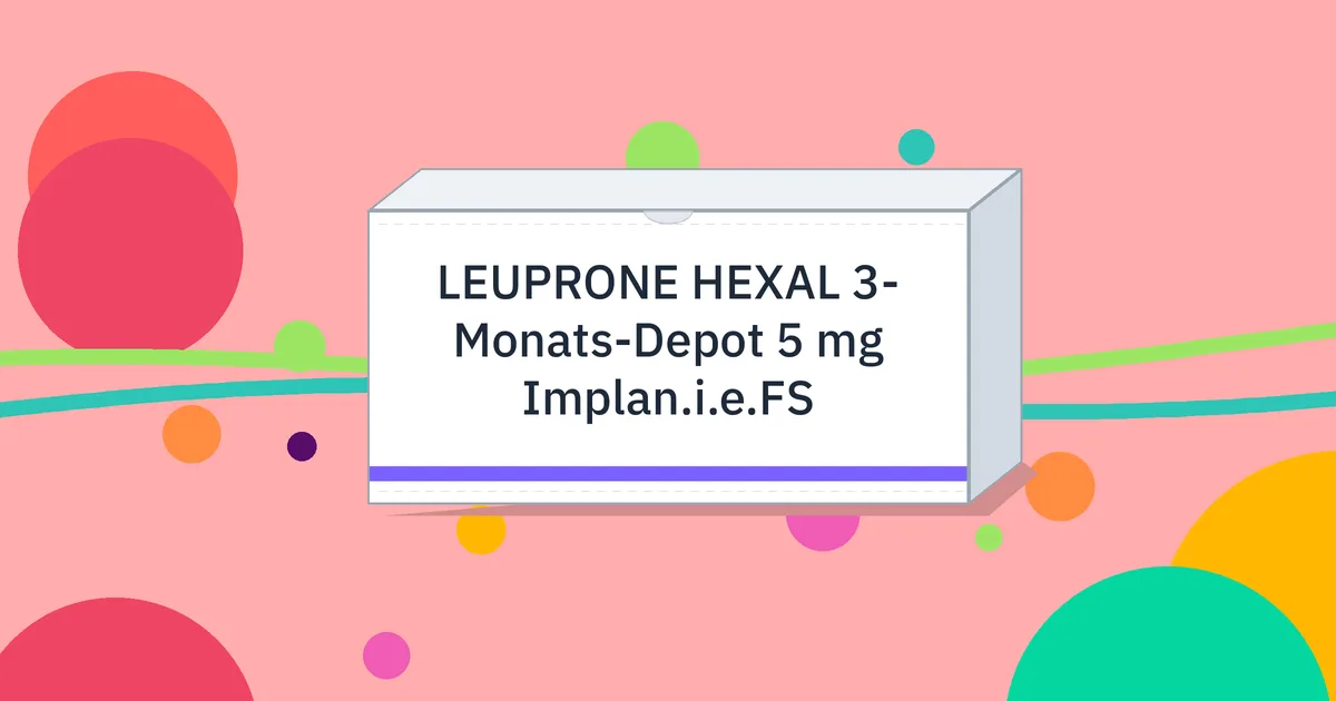 Symbolbild: Packung mit der Aufschrift LEUPRONE HEXAL 3-Monats-Depot 5 mg Implan.i.e.FS (PZN 20719288) – Verfügbarkeit und Bezug in Apotheken in Frankfurt am Main