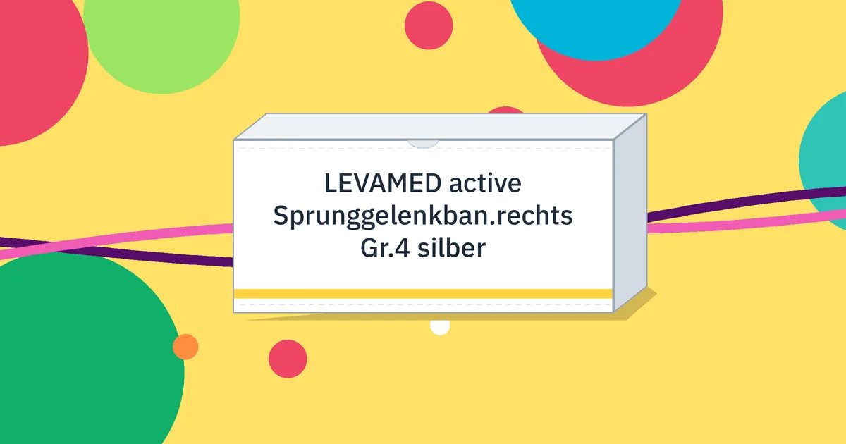 Symbolbild: Packung mit der Aufschrift LEVAMED active Sprunggelenkban.rechts Gr.4 silber (PZN 19170822) – Verfügbarkeit und Bezug in Apotheken in Frankfurt am Main