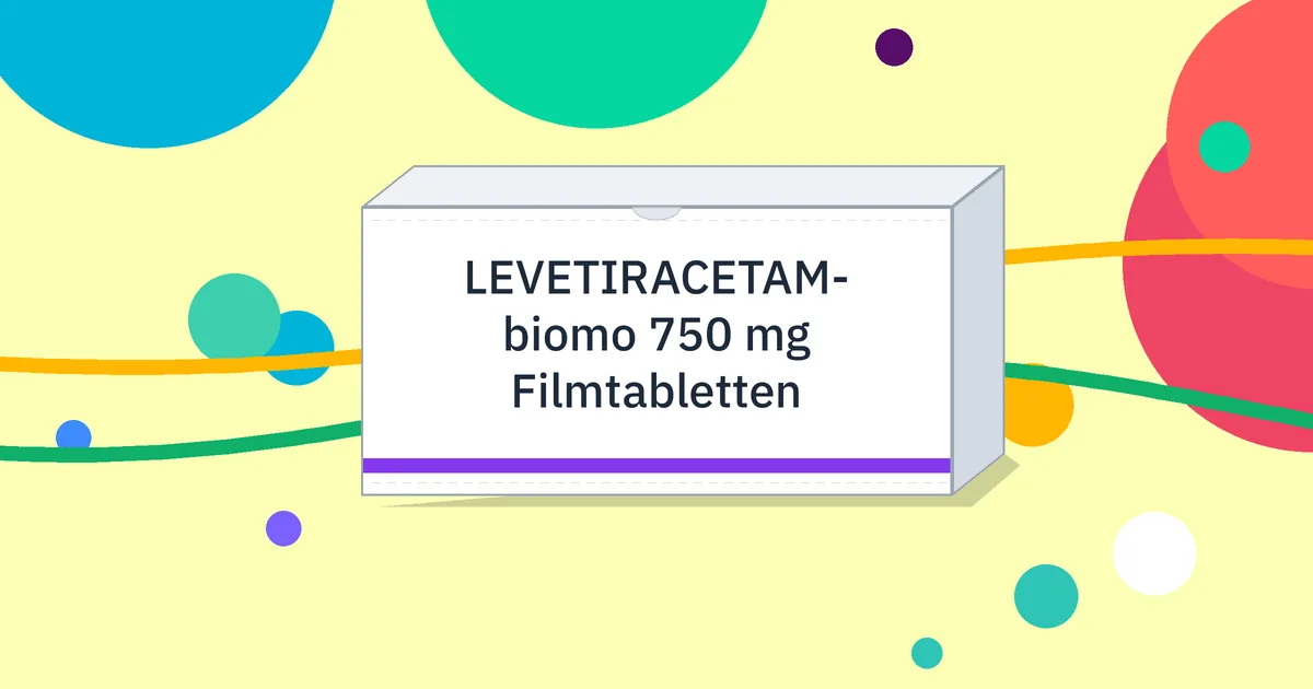 Symbolbild: Packung mit der Aufschrift LEVETIRACETAM-biomo 750 mg Filmtabletten (PZN 08930448) – Verfügbarkeit und Bezug in Apotheken in Frankfurt am Main