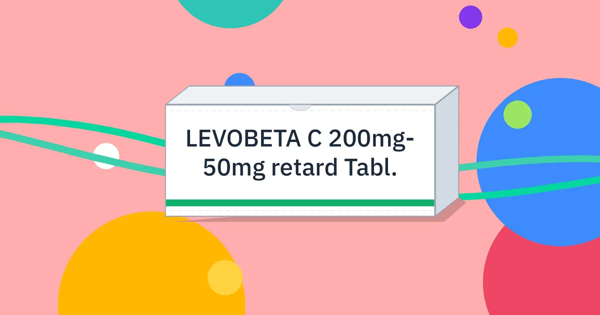 Symbolbild: Packung mit der Aufschrift LEVOBETA C 200mg-50mg retard Tabl. (PZN 04832571) – Verfügbarkeit und Bezug in Apotheken in Frankfurt am Main